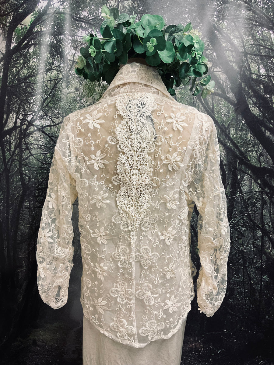 Sheer embroidered lace collared jacket – Lace Designer Clothing